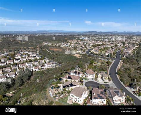 Aerial View Of Middle Class Subdivision Neighborhood With Residential Condos And Houses In San