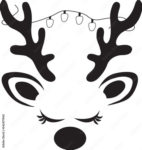 Cabeza De Reno Con Luces De Navidad Icono Vector Stock Vector Adobe
