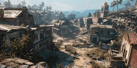 A Devastated City With Buildings And Debris Showing The Aftermath Of