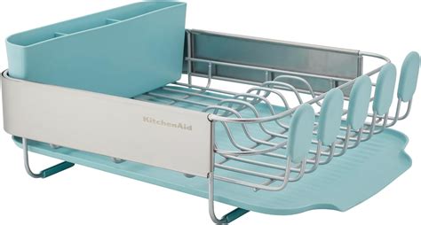 Compact Space Saving Rust Resistant Dish Rack With Removable Flatware Caddy And Angled Self