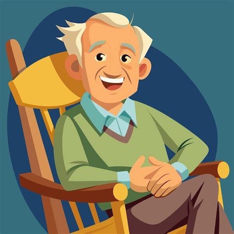 A Cartoon Of An Old Man Sitting In A Rocking Chair Premium Ai