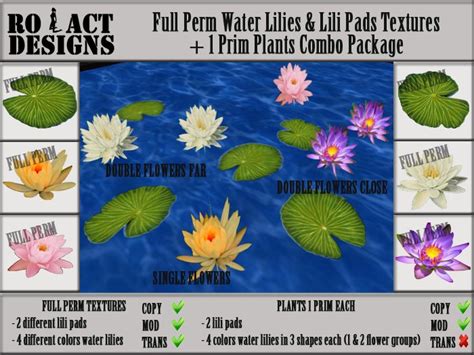 Second Life Marketplace Roactdesigns Full Perm Water Lilies