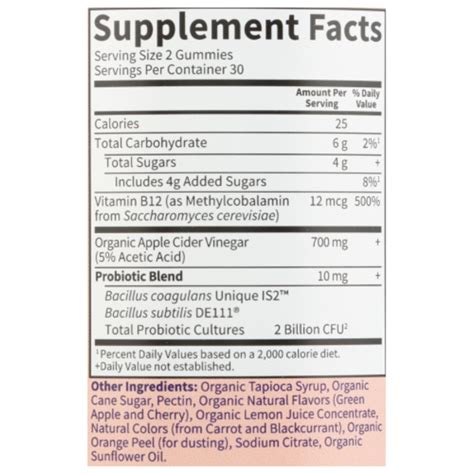 Garden Of Life Organic Apple Cider Vinegar 2 Bil Cfu Probiotic Gummies