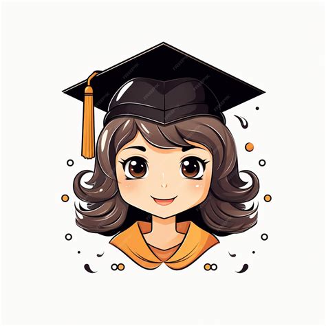 Premium Photo Cartoon Girl In Graduation Cap And Gown With Bubbles