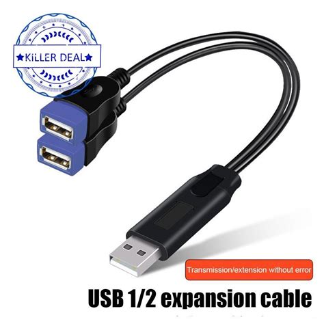 1 Male To 2 Dual Usb Female Data Hub Power Adapter Cord Charging Power