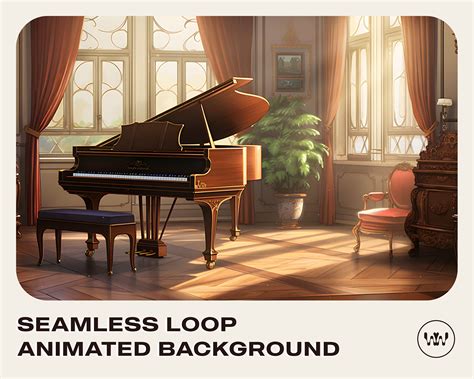 Vtuber Animated Background For Twitch Streaming Piano Room Warm Music