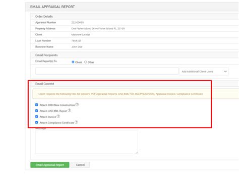 How To Email Appraisal Report To The Client Valuelink Software