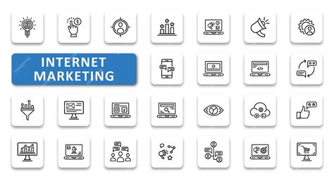 Premium Vector Internet Marketing Icon Set Vector Illustration Thin Line Outline Icons