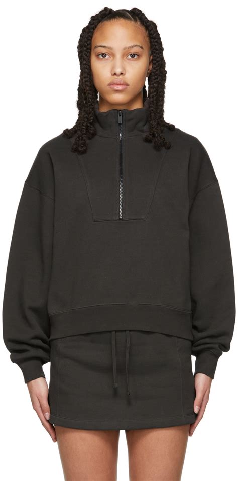 Black 12 Zip Pullover Sweatshirt By Fear Of God Essentials On Sale