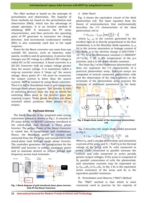Grid Interfaced 3 Phase Solar Inverter With Mppt By Using Boost