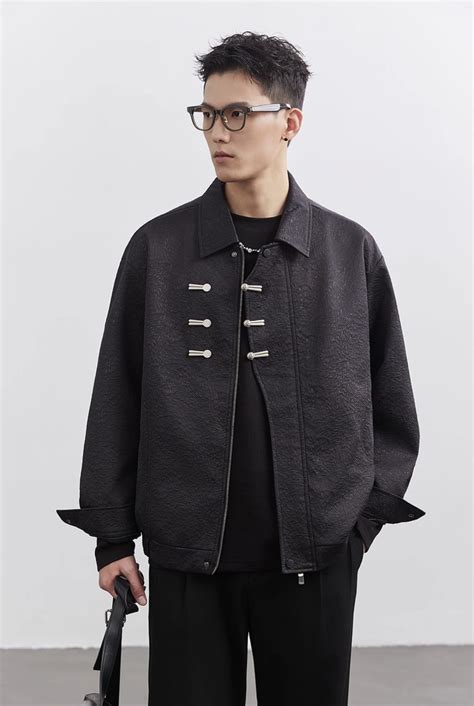 Textured Jacket With Sculpted Toggle Clasps Nightcityclothing