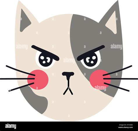 Cartoon Illustration Of A Grumpy Cat With Furrowed Brow And Narrowed