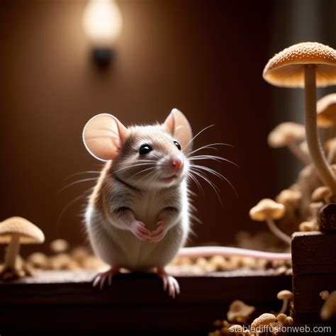 Tiny Mouse In A Corner Of Her Room Cleaning Up Some Fungus That Appears