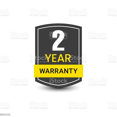 2 Year Warranty Simple Modern Vector Badge With Yellow Ribbon Isolated