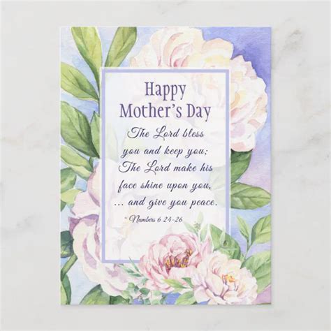 Mothers Day Blessing Bible Verse Floral Postcard Zazzle