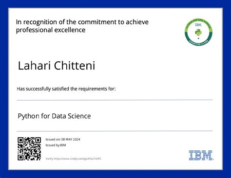 Pythonfordatascience Certification Ibm Careergrowth Datascience Lahari Chitteni