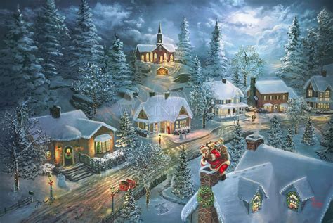 Thomas Kinkade Christmas Village Wallpaper