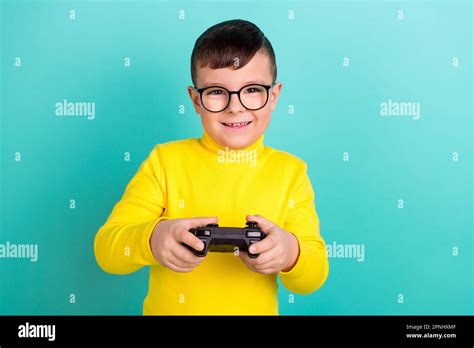 Photo Of Addicted Boy Playing Video Game With Joy Stick Isolated On