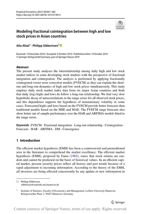 Modeling Fractional Cointegration Between High And Low Stock Prices In