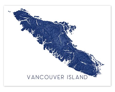 Vancouver Island Map Print Poster Topographic Vancouver Island Bc Ca
