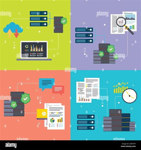 Cloud Computing Mining Server Database And Data Icons Concepts Of