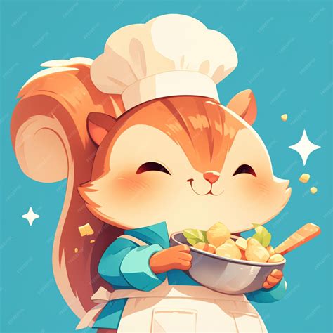 Premium Vector A Nimble Squirrel Baker Cartoon Style