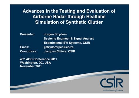 Pdf Advances In The Testing And Evaluation Of Airborne Radar Through