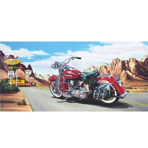 Kunstzinnige Ingelijste Posters Route 66 Motor Harley Davidson Rood