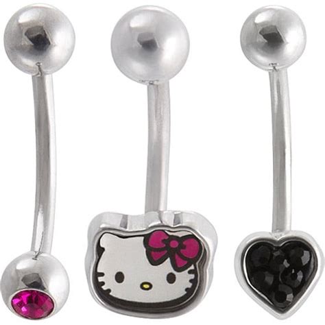 Hello Kitty 3 Piece Stainless Steel Eyebrow Piercing Ring 1 Each
