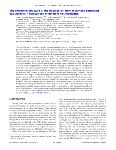 Pdf The Electronic Structure Of The Triiodide Ion From Relativistic