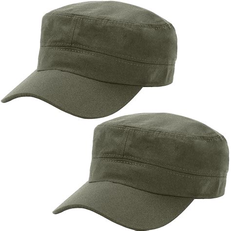 2 Pcs Army Green Unisex Cadet Army Cap Military Hat Combat Cap