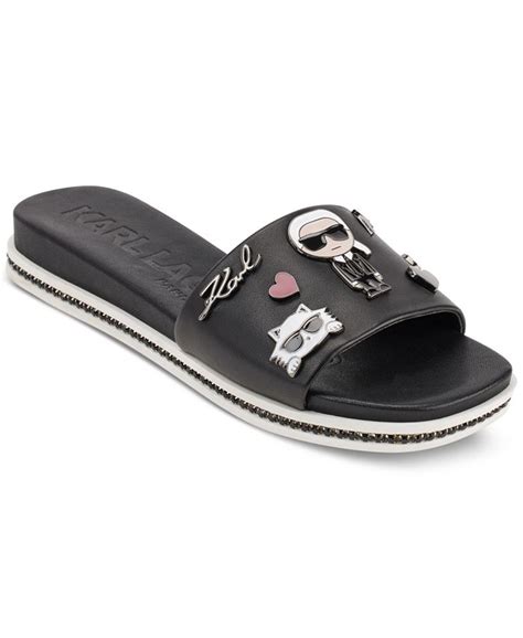 Karl Lagerfeld Paris Womens Jeslyn Embellished Slide Sandals Macys