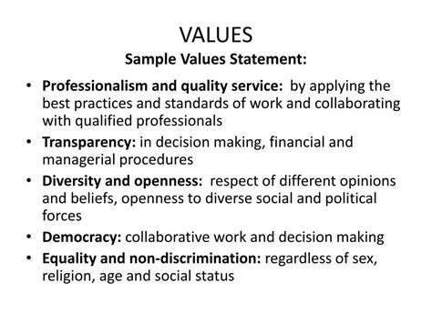 Ppt A Values Statement Describes The Principles And Beliefs That Guide Powerpoint Presentation