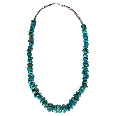 Gia Certified Vintage Natural Fine Turquoise Bead Necklace 18kt At
