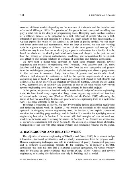 Solution Model Based Design Of Reverse Engineering Tools Studypool