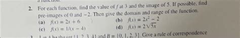 Solved For Each Function Find The Value Of F At 3 And The