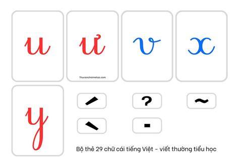 Bộ Thẻ 29 Chữ Cái Viết Thường Tiếng Việt Và 5 Dấu Thanh Thẻ Học Sinh