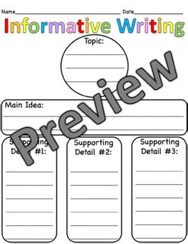 Informative Writing Graphic Organizer By Bee Creative Teaching Tpt
