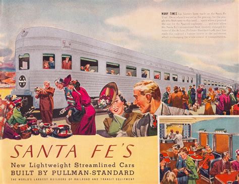 Ad Santa Fes Streamlined Cars By Pullman 1940 Railroad Art Santa
