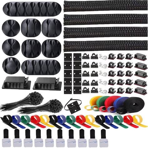 Lukyamzn Cable Management Kit 300 Pieces With 4 Cable Sleeves 35 Clips