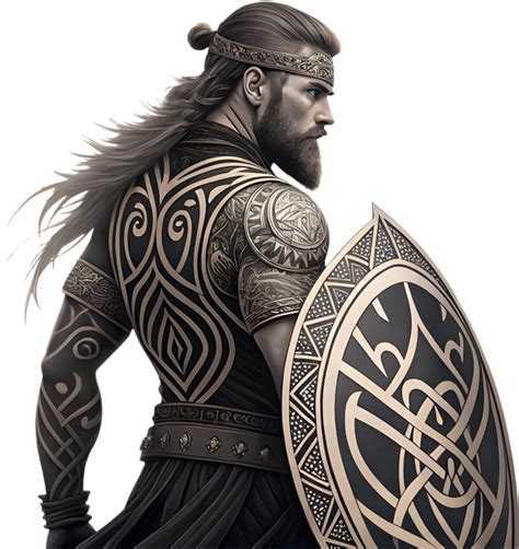 War Hardened Warrior Covered In Battle Tattoos 58054361 Png
