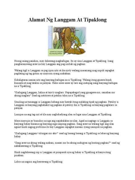 Alamat Ng Langgam At Tipaklong Pdf