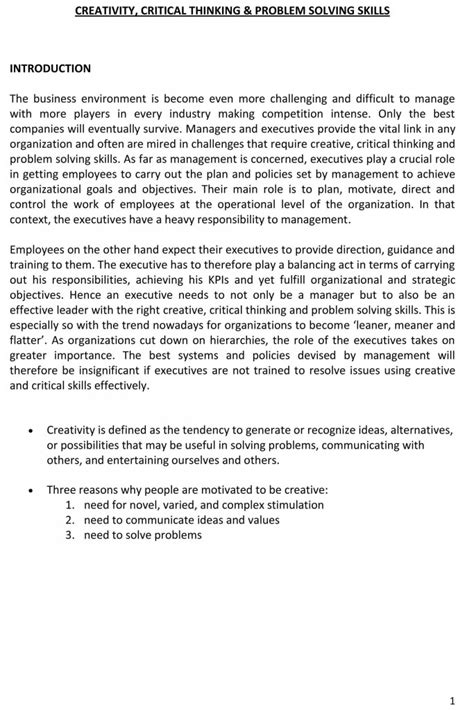 Creativity Critical Thinking And Problem Solving Skills World Training Consultants