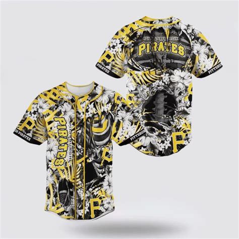 Mlb Pittsburgh Pirates Skeleton And Floral Pattern Baseball Jersey