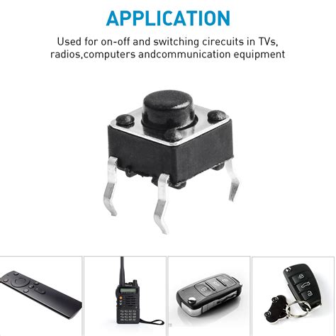 Snapklik Com 120 Pcs 6 X 6mm X 5mm Momentary Tactile Tact Push Button Switch For PCB 4 Pin DIP