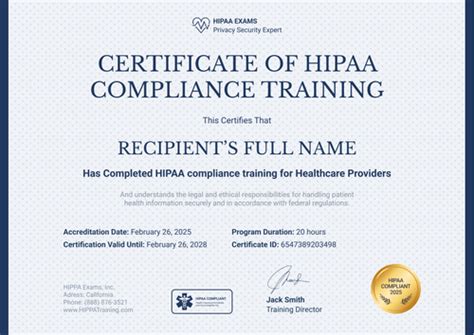 Hipaa Training Certificate Templates Free Printable And Customizable