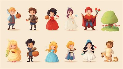 A Series Of Animated Characters Including A Character With A Girl In A