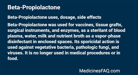 Beta Propiolactone Uses Dosage Side Effects Food Interaction And Faq