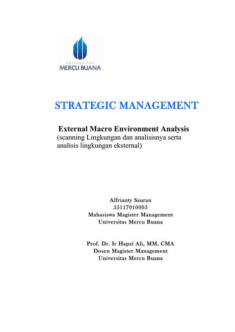 External Macro Environment Analysis Pdf
