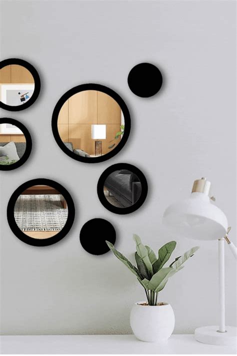 Decorcreed Wall Art Round Black Frame Mirror Stickers For Home Decoration